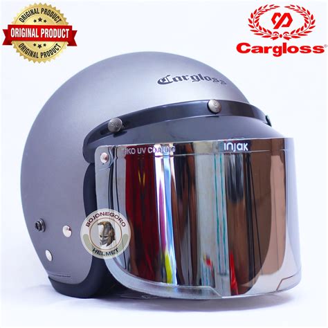 Jual Helm Cargloss SILVER DOFF Retro Helm Half Face Original Cargloss