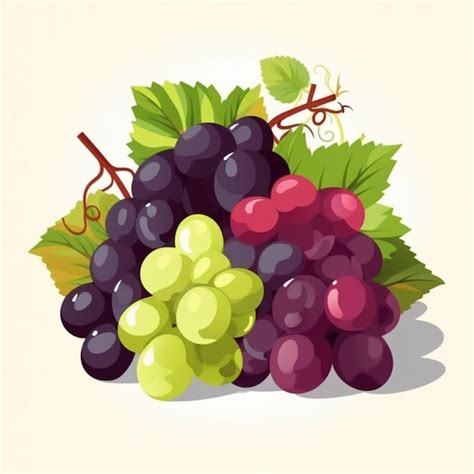 Un Racimo De Uvas Con Hojas Sobre Un Fondo Blanco Foto Premium