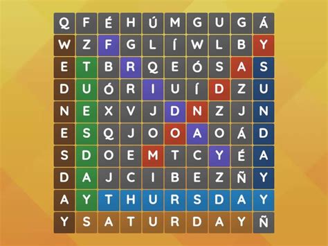 Days Of The Week Wordsearch