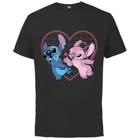 Disney Lilo And Stitch Angel Heart Kisses Short Sleeve Cotton T Shirt