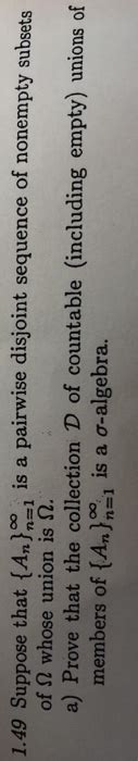 solved suppose that an is a pairwise disjoint sequence of