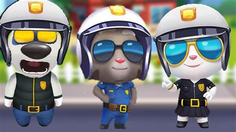 Talking Tom Gold Run Officer Tom Vs Agent Angela Vs Deputy Hank Vs Roy