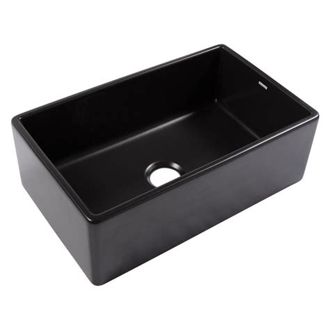 Austen Fireclay Farmhouse Kitchen Sink In Matte Black By Sinkology