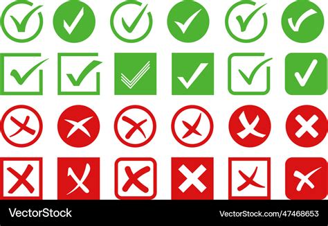 Checkmark And Cross Icons Verification Sign Vector Image