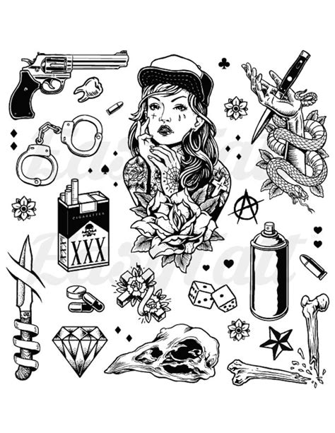 Gangster Temporary Tattoos Thug Temporary Tattoos Gang Etsy