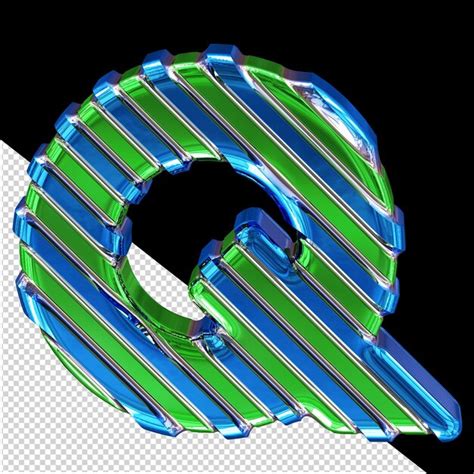 Símbolo verde con correas diagonales azules letra q Archivo PSD Premium
