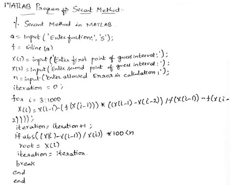 [solved] write codes for the following methods bisection method secant course hero