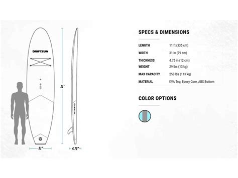 Driftsun Rigid Stand Up Paddleboard 11ft