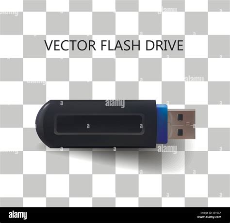 Flash Drive USB En Color Negro Vector Aislado Sobre Fondo Transparente