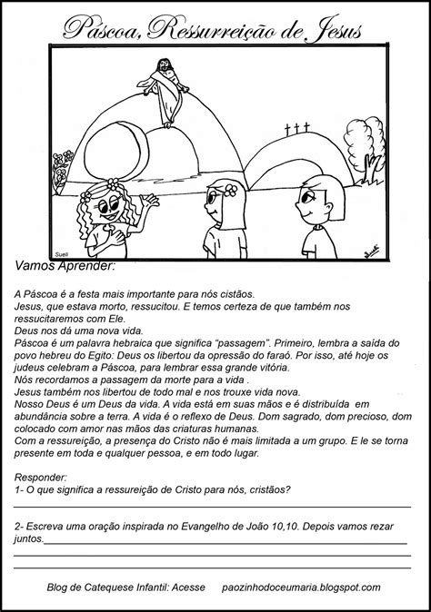 Pãozinho do Céu Páscoa Ressurreição de Jesus Atividade para Catequese