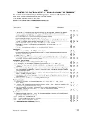 Form Iata Dangerous Goods Checklist For A Non Radioactive