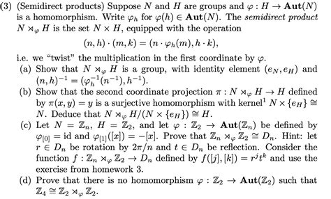 solved 3 semidirect products suppose n and h are groups
