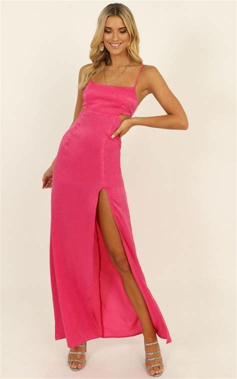 A Special Mention Dress In Hot Pink Satin Showpo In 2020 Hot Pink Dresses Dresses Pink Satin