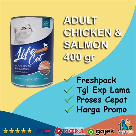 Jual Makanan Kucing LIFE CAT Kaleng Chicken Salmon Adult 400 Gr