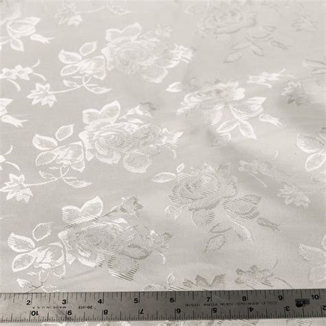 Ivory Floral Jacquard Brocade Satin Fabric By The Yard Style 3006