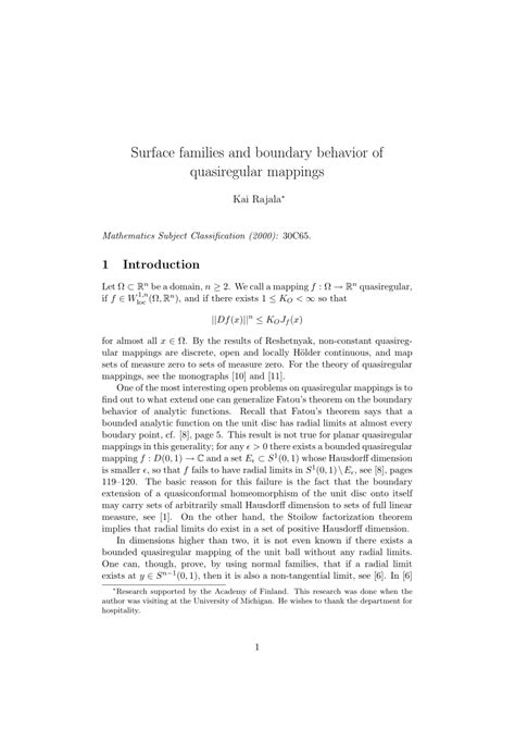 pdf surface families and boundary behavior of quasiregular mappings