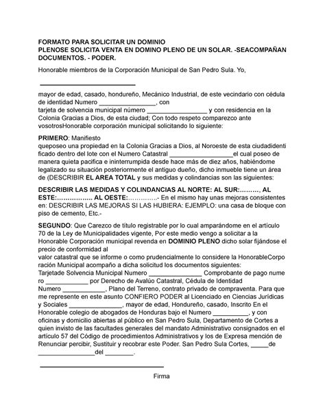 Formato PARA Solicitar UN Dominio Plenose FORMATO PARA SOLICITAR UN