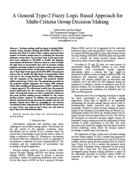 a general type 2 fuzzy logic based approach for multi criteria group decision making pdf