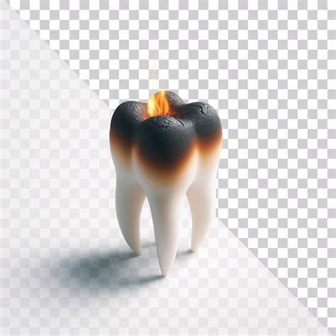 3d Illustration Of A Dental Burnt Tooth Isolated On A Transparent