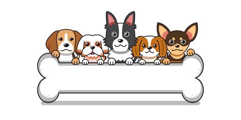 Perros De Dibujos Animados De Vector Con Hueso Grande Vector En