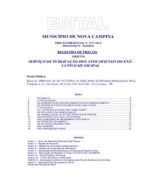 Preenchível Disponível MINUTA DE EDITAL DE PREGO PRESENCIAL