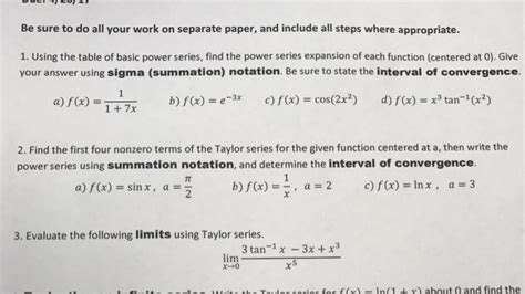 solved using the table of basic power series find the po