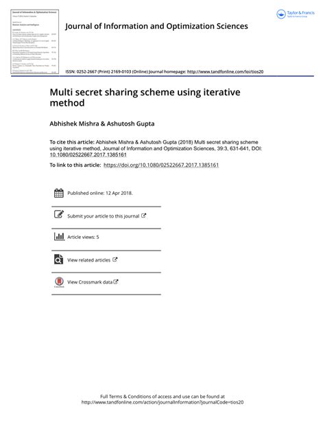 pdf multi secret sharing scheme using iterative method