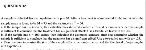 solved question 32 2 64 4 scores a sample is selected