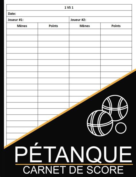 Carnet de Score Pétanque Carnet pour Noter vos Scores de pétanque