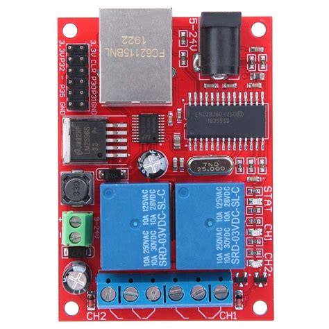 2 Way Relay Board Dc5V24V LAN Ethernet Controller Module LAN Ethernet