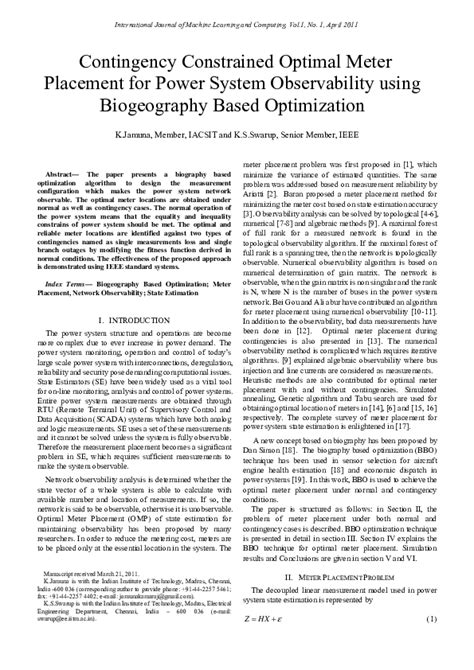 pdf contingency constrained optimal meterplacement for power system observability