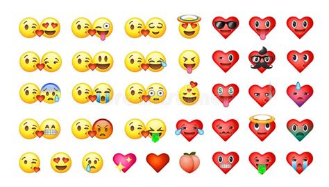 Set Of Emoticons Isolated On White Background Set Of Circle Colored