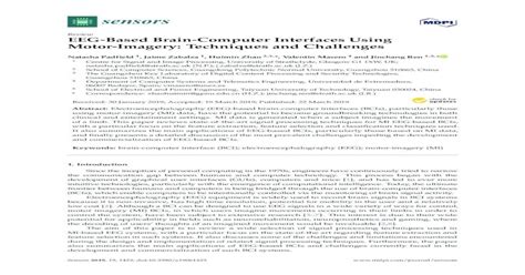 eeg based brain computer interfaces using motor imagery · abstract electroencephalography