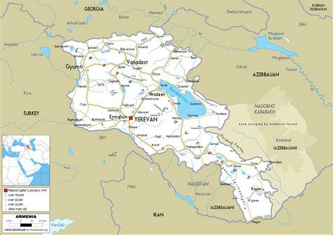 Large Size Road Map Of Armenia Worldometer