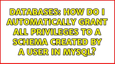 Databases How Do I Automatically Grant All Privileges To A Schema