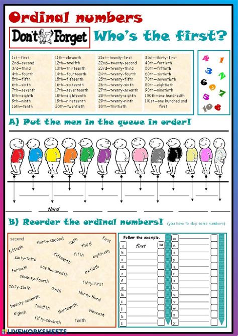 Ordinal Numbers Interactive Worksheet Ordinal Numbers Number