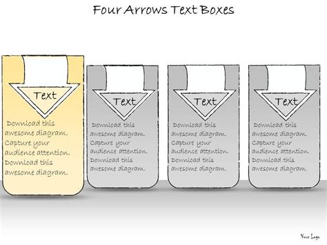 1113 Business Ppt Diagram Four Arrows Text Boxes Powerpoint Template