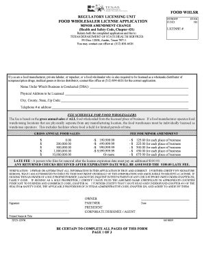 Fillable Online Dshs State Tx FOOD WHLSR REGULATORY LICENSING UNIT FOOD