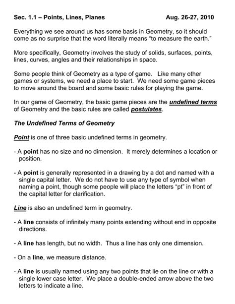 the undefined terms of geometry