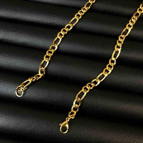 Corrente masculina fígaro de aço inox dourado 4 3mm