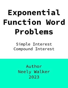 Exponential Function Word Problems By Neely Walker Tpt