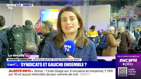 Réforme des retraites meeting NUPES à Japy itw de Marine Tondelier