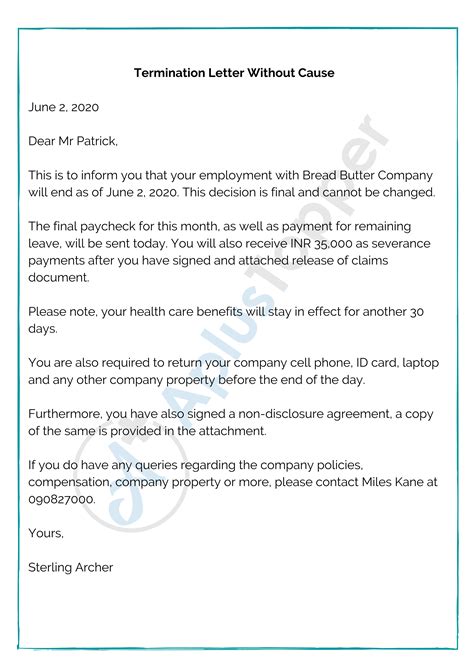 Termination Letter Samples Examples How To Write Termination Letter
