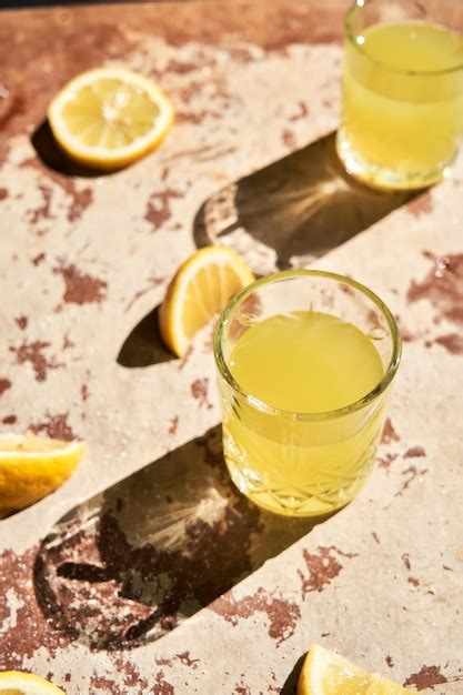 Bebida de álcool de limão caseira italiana tradicional licor limoncello