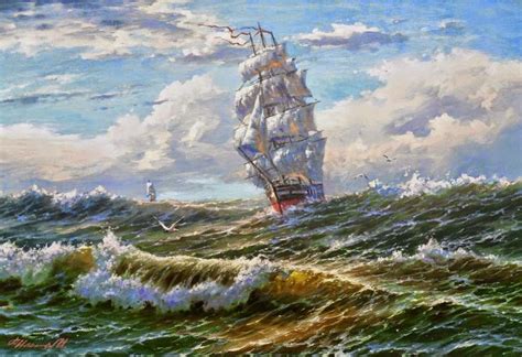 Arte y Actividad Cultural Paisajes Marinos Modernos Pintados al Óleo
