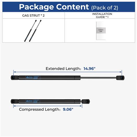 Snapklik 15 Inch 60 LB Gas Prop Shocks Lift Support Struts Ml13