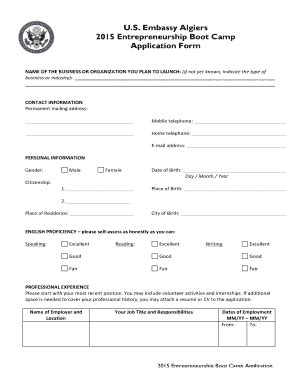 Fillable Online Photos State ALG Boot Camp Application Form State