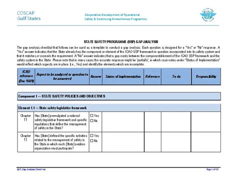 example safety gap analysis checklist pdfsimpli