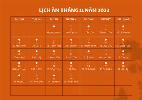 Tra cứu lịch âm tháng 11 năm 2023 và các ngày tốt xấu