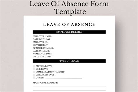 Editable Leave Of Absence Form Template Employee Leave Of Absence